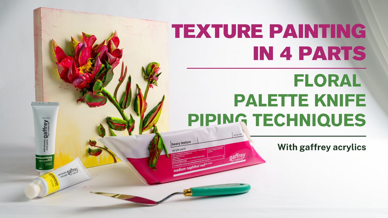 Textured Floral Acrylic Painting Tutorial in 4 Parts – gaffrey art material