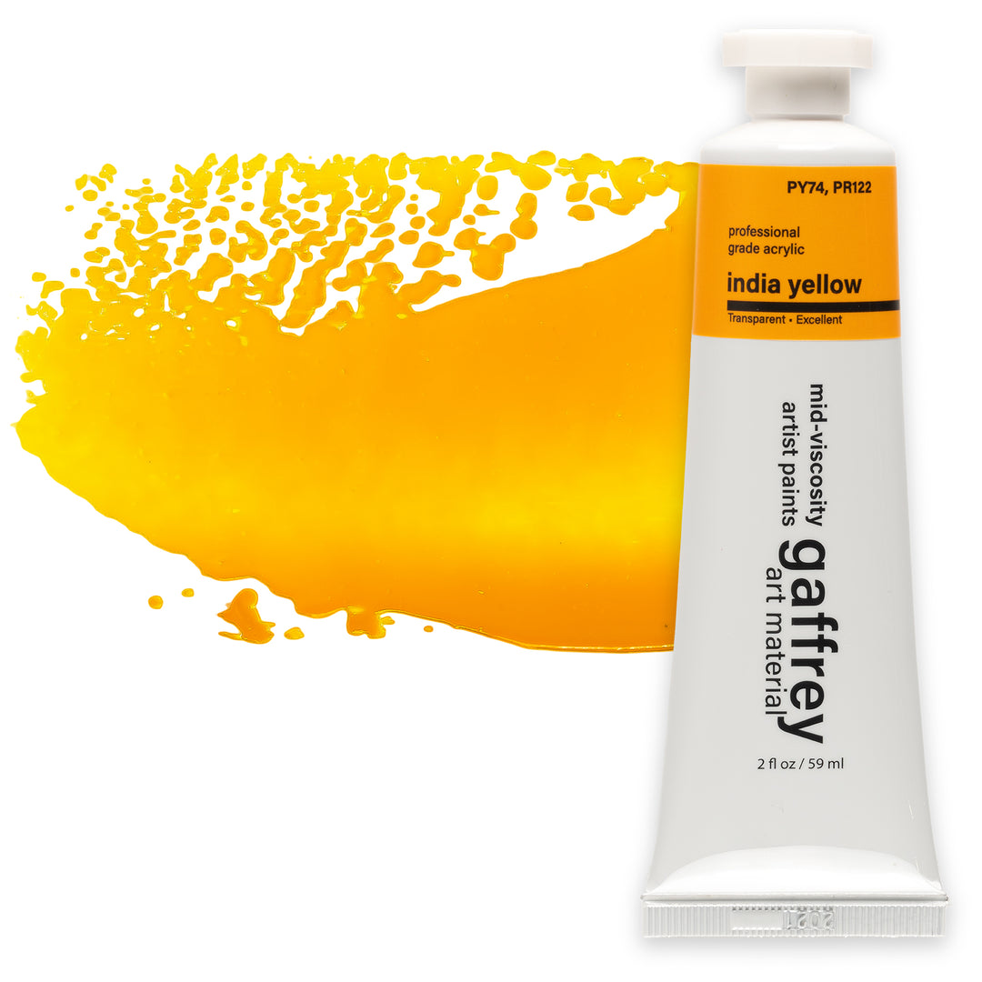 Gaffrey Standard Body Acrylic Paint - India Yellow, 2 oz Tube – gaffrey ...