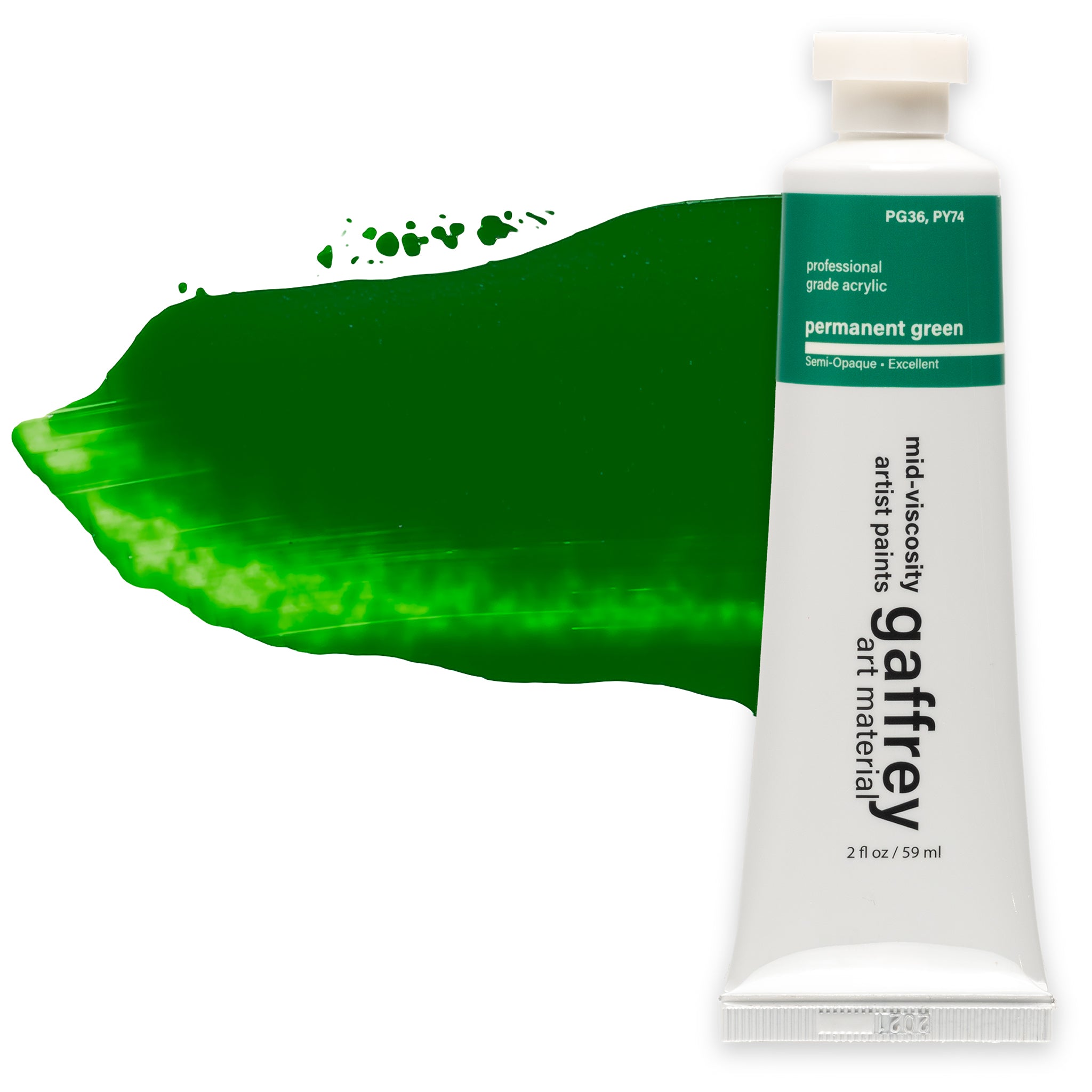 Permanent Green Artist Acrylic Paint | Gaffrey Art Material